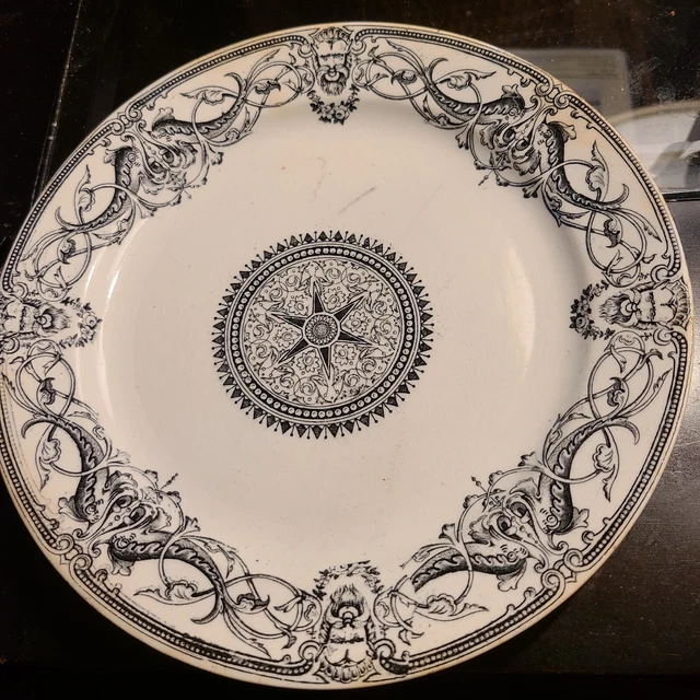 ANTIQUE PLATTER FLORENTINE Transferware 1879 T FURNIVAL &SONS Gargoyles ...
