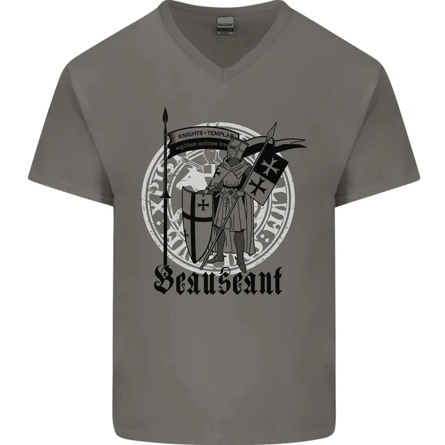 CHEVALIERS TEMPLIERS BEAUSEANT st Georges Jour Hommes Col V Coton T ...