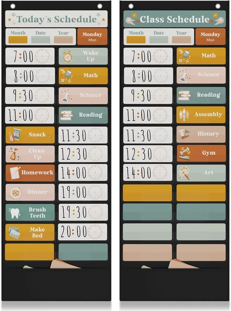 POCKET CHART FOR Classroom-Daily Schedule Calendar with Designed Cards ...
