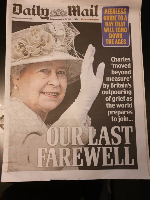 DAILY MAIL NEWSPAPER 19th September 2022 Farewell Our Glorious Queen £8 ...