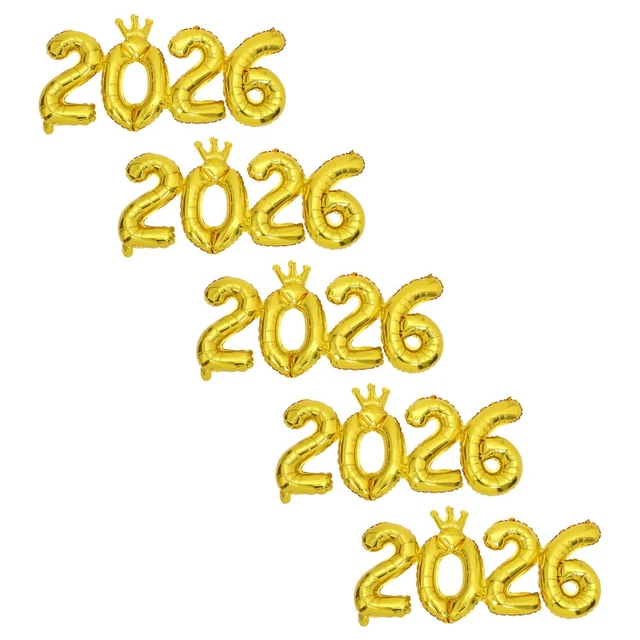 5 SETS 2026 Balloons: Crown 2026 Aluminum Foil Balloon Set – Shiny Numeric £12.68 - PicClick UK