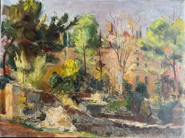 KURT SINGER (1905-1989) tableau peinture judaïca Paysage Parc ...