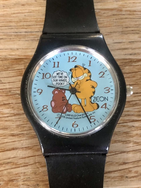 VINTAGE ZEON GARFIELD & Pooky Black Watch Battery £15.00 - PicClick UK