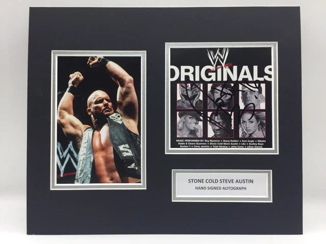 RARE STONE COLD Steve Austin Signed Photo Display + COA AUTOGRAPH WWE ...