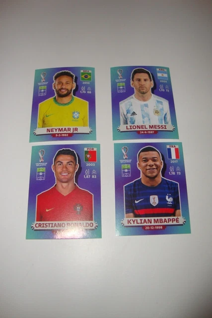 4 STICKERS CARTE Panini Foot Mbappe Neymar Messi Ronaldo Qatar 2022 EUR 8,00 - PicClick FR