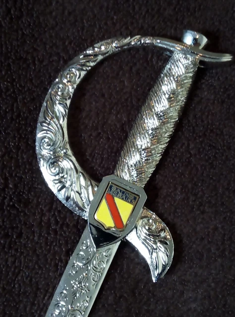 METAL PAPER CUTTER, sword, sword, coat of arms, Salins les bains 20 cm ...