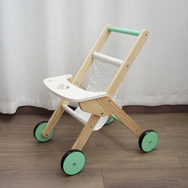 WOODEN WALKER CHILDRENS Doll Stroller Toy Playhouse Kids Stand Walker ...