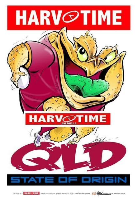 QUEENSLAND STATE OF Origin Mascot Limited Edition Harv Time Print Paul ...