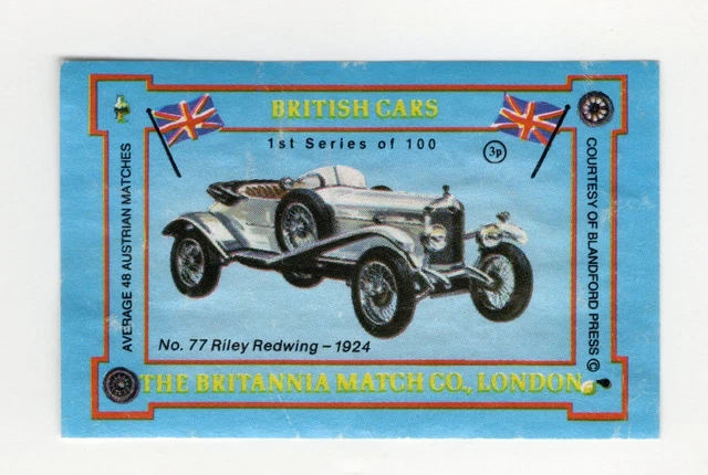 MATCHBOX LABEL BRITISH Motor Cars 1924 Riley Redwing EUR 2,40 - PicClick FR