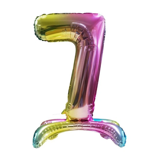 REALMAX STANDING NUMBER 7 Gradiente Arcobaleno Palloncino di Stagnola ...