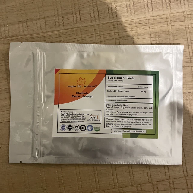 EMODIN SUPPLEMENT 500MG Rhubarb Extract nootropic cortisol stress ...