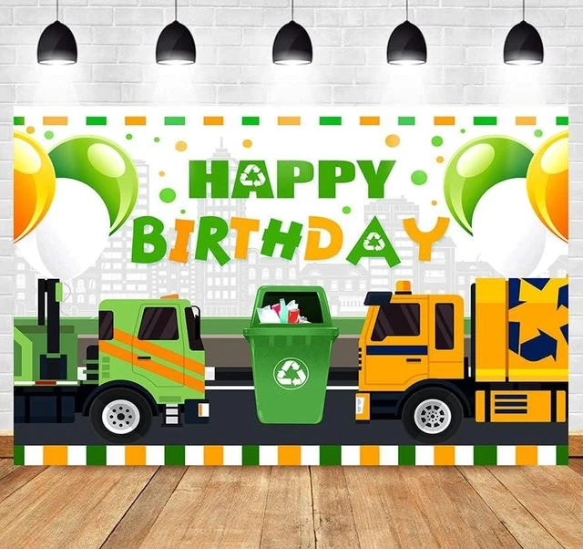 GARBAGE TRUCK PARTY Backdrop Garbage Recycle Bin Photo Background ...