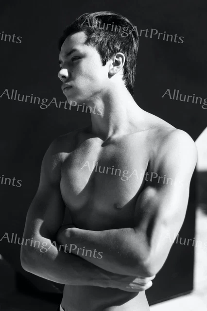 MALE MODEL PRINT Beefcake Handsome Shirtless Muscular Man College Hunk ...