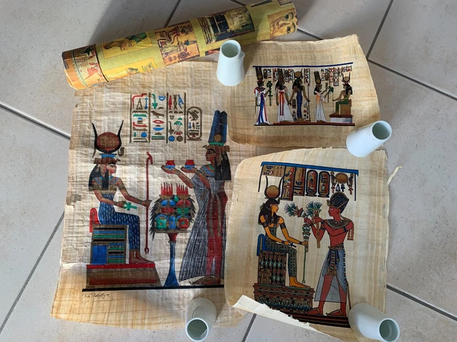 LOT DE 3 papyrus égyptiens authentiques fait main EUR 6,00 - PicClick FR