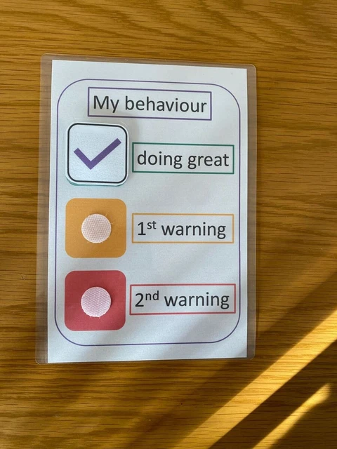 BEHAVIOUR CHART 1ST 2nd Warnings Add/adhd/children £4.00 - PicClick UK
