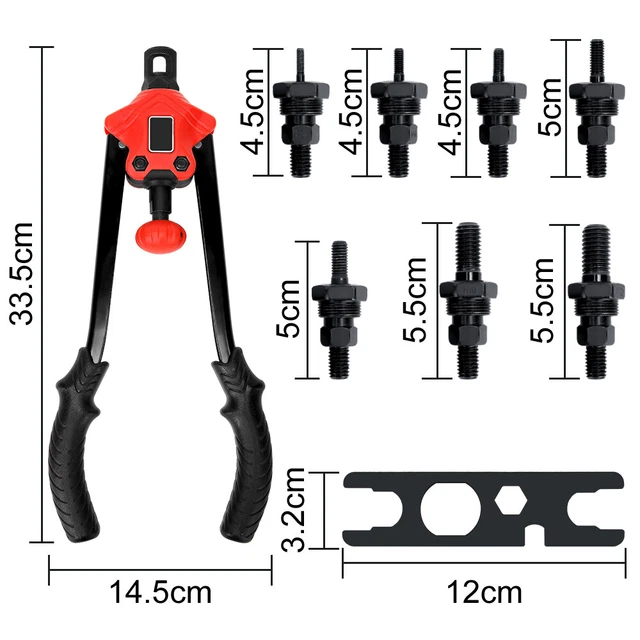 HEAVY DUTY RIVET Nut Riveter Rivnut Nutsert Gun Riveting Tool Kit ...