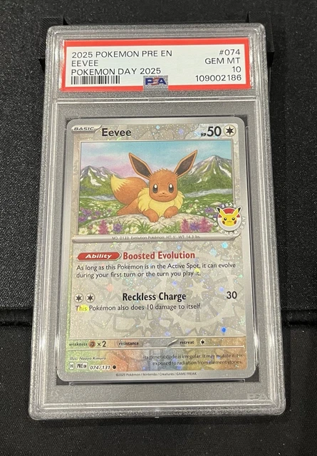 EEVEE POKEMON DAY Stamp Prismatic Evolutions 074/131 Promo PSA 10 Gem ...