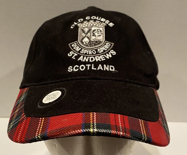OLD COURSE ST Andrews Scotland Golf Hat Cap Black Red Tartan Plaid ...