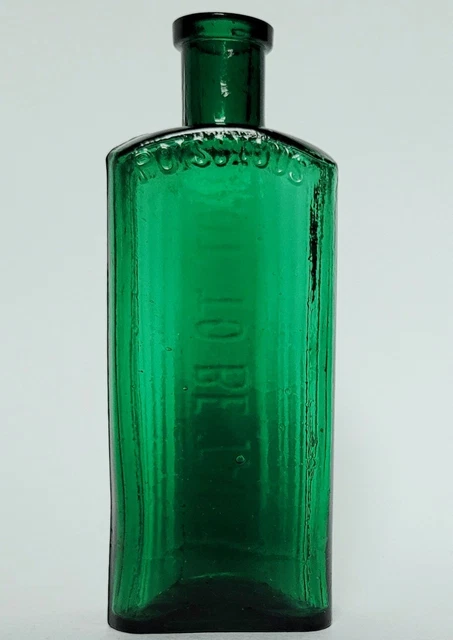 RARE EMBOSSING EMERALD green antique poison bottle £42.30 - PicClick UK