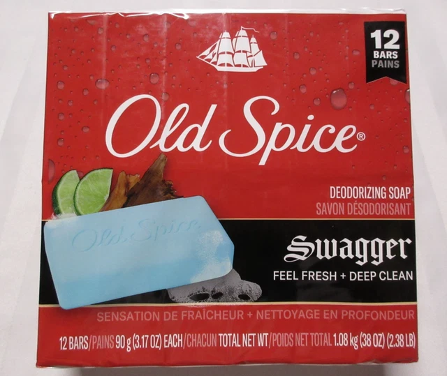OLD SPICE DEODORIZING SWAGGER Bar Soap 90 g (3.17 oz) Pack of 12-Bars ...