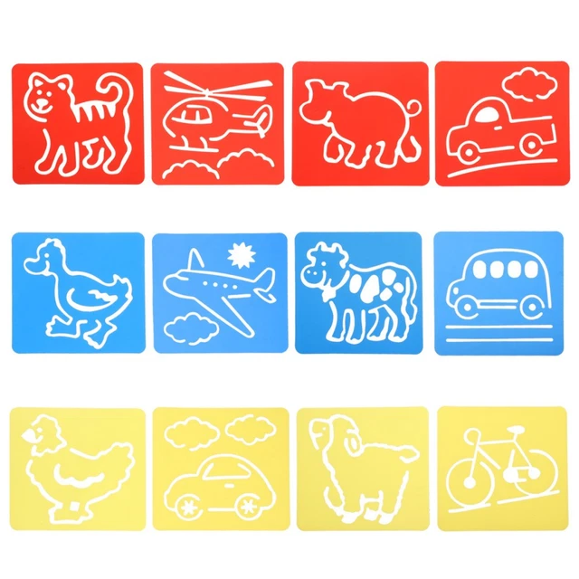 12 PCS TEMPLATES Children Children's Painting Templates/stencils ...