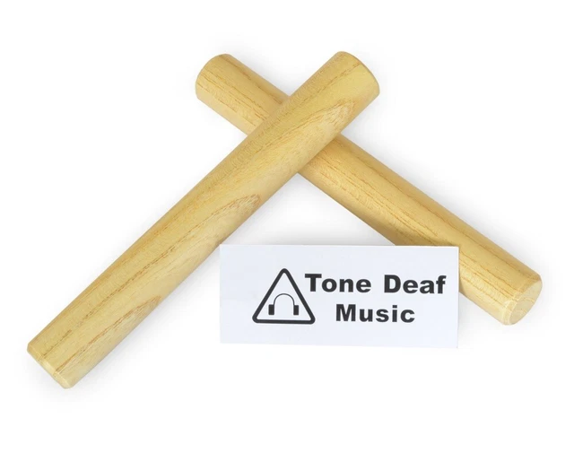 WOODEN CLAVES - 2x 7” Hardwood Maple Hand Percussion Clave / rhythm ...