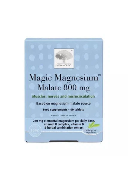NEW NORDIC MAGIC Magnesium Malate 800mg 60 Tablets New Long Expiry £17. ...