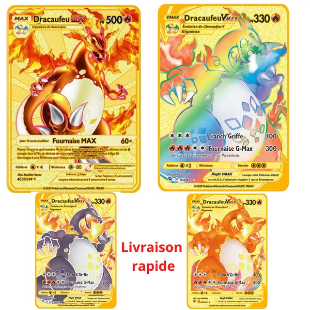 DRACAUFEU VMAX HP 500-330 Gold Metal English and French Version Card £31.63 - PicClick UK