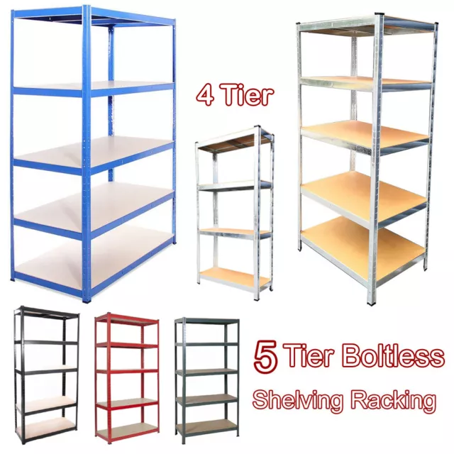 BOLTLESS 5 TIER Racking Heavy Duty Garage Shelving Storage Shelves ...