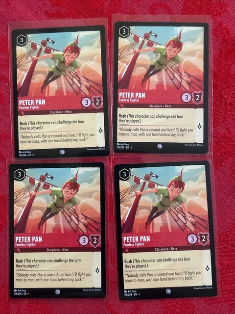 X4 DISNEY LORCANA First Chapter TCG #119/204 Peter Pan Fearless Fighter ...