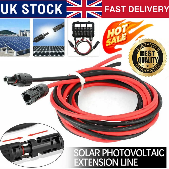 SOLAR PANEL PV Cable Wire DC Rated 4mm² 6mm² with Solar Connectors ...
