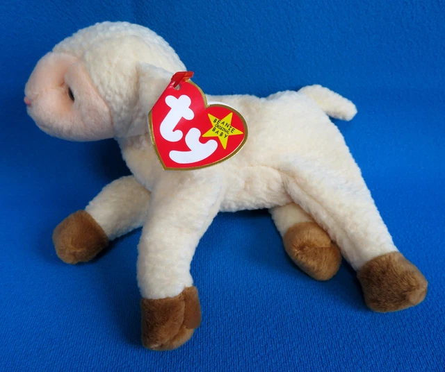 CREAM & BROWN SHEEP 🐑 LAMB PLUSH soft toy EWEY TY BEANIE BABIES VINTAGE ...