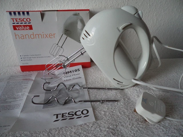 TESCO VALUE BOXED Hand Mixer 5 Speed + Turbo Dough Hooks & Beaters ...