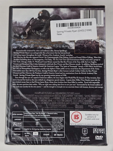 SAVING PRIVATE RYAN DVD (New & Sealed) Region 2 £5.38 - PicClick UK