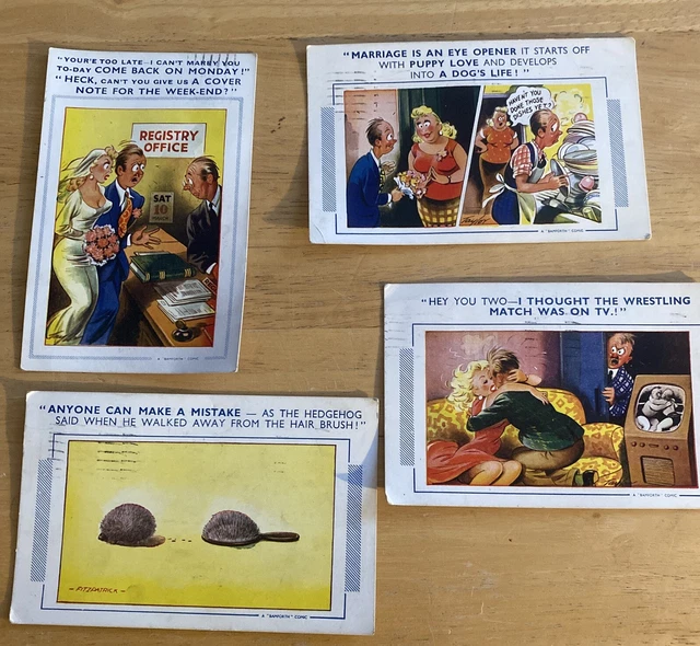 VINTAGE SAUCY HUMERUS Seaside Postcards Used 1950s Bamforth Comic £6.00 ...