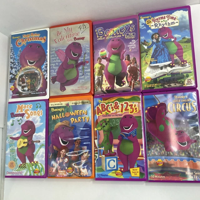 BARNEY CLAMSHELL VHS Lot 8 - Circus ABCs 123s Songs Halloween Party ...