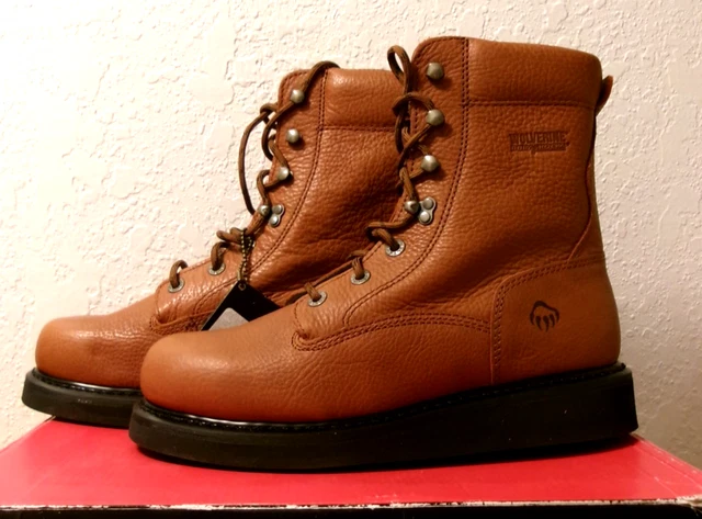 WOLVERINE HAZARD 8-INCH Wedge Heel Men's Boots Durashock Pebbled ...