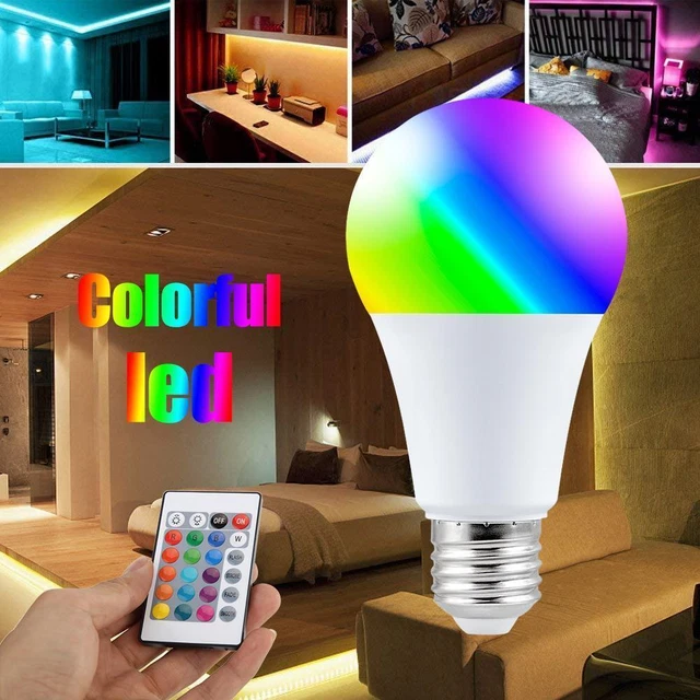 WIRELESS DIMMABLE RGB Bulb Colorful LED Smart Light for Home Lighting ...