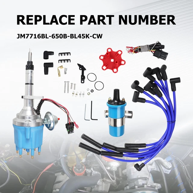 SMALL CAP BLUE Hei Distributor +45k Coil + Wires for Chevy Inline 6 ...