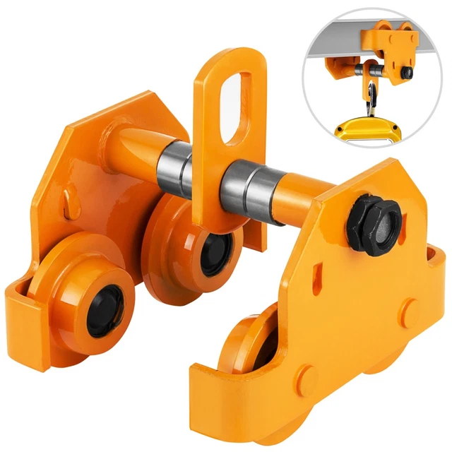 1 TON STEEL I-beam Push Beam Track Roller Trolley For Overhead Garage ...