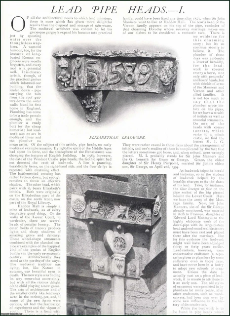 LEAD PIPE HEADS : Medieval Architecture. Several Pictures And ...
