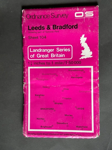 FEUILLE DE CARTE OS Ordnance Survey Landranger 104 Leeds & Bradford ...