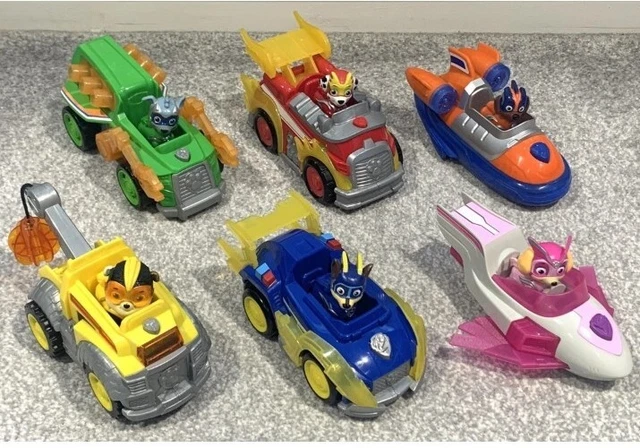 PAW PATROL MIGHTY Pups Super Paws 6 x Light Up Deluxe Vehicles Full Set ...