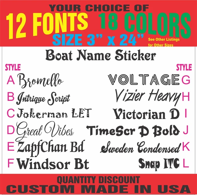 CUSTOM BOAT NAME DECAL JET SKI 3" x 24" LETTERING VINYL STICKERS $17.97 ...