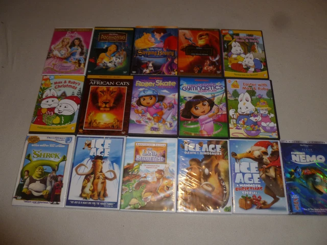 KIDS DVD LOT Movie Land Before Time Easter Max & Ruby Ice Age Dora ...