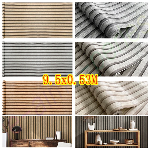 WALL PANEL EFFECT Wallpaper Wood Slat Wall Paper Wooden Stripes 3D Wall ...