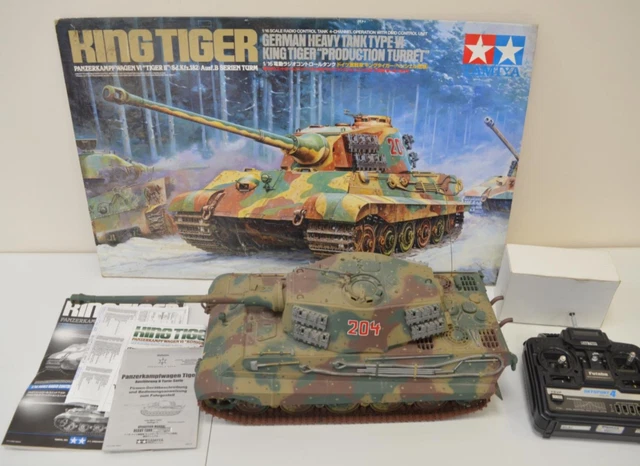 TAMIYA 1/16 KING Tiger Full Option RC Tank + Radio Gear, Battery Sound ...