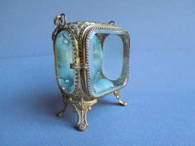 COFFRET PORTE MONTRE A Gousset Ancien Verres Biseautes Boite Bijoux ...