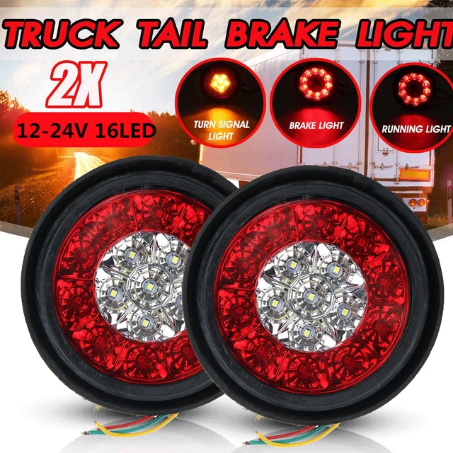 2X 4&INCH ROUND LED Truck Trailer Stop Turn Tail Brake Lights ...