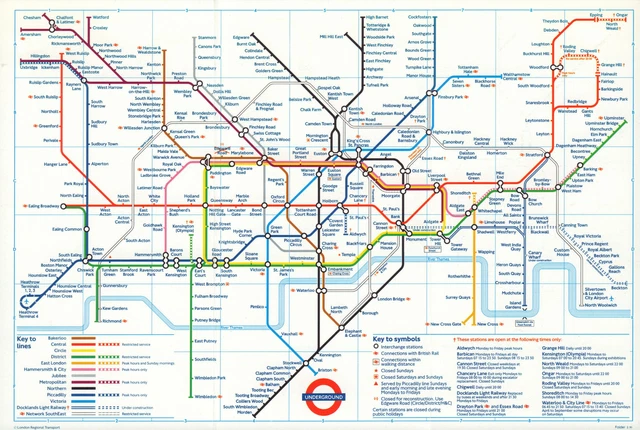 LONDON UNDERGROUND TUBE Map APRIL 1996 Journey Planner £0.99 - PicClick UK